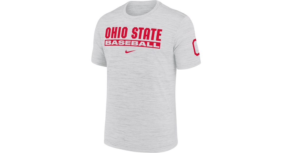 Nike Ohio State Buckeyes Velocity Baseball Wordmark Stack Dri-Fit College T-Shirt in White for ...