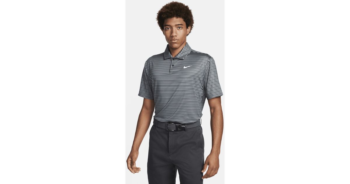 Nike Tour Dri-fit Striped Golf Polo in Gray for Men | Lyst