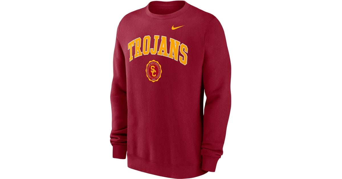 Nike Usc Trojans Arched Seal College Pullover Crew in Red for Men | Lyst