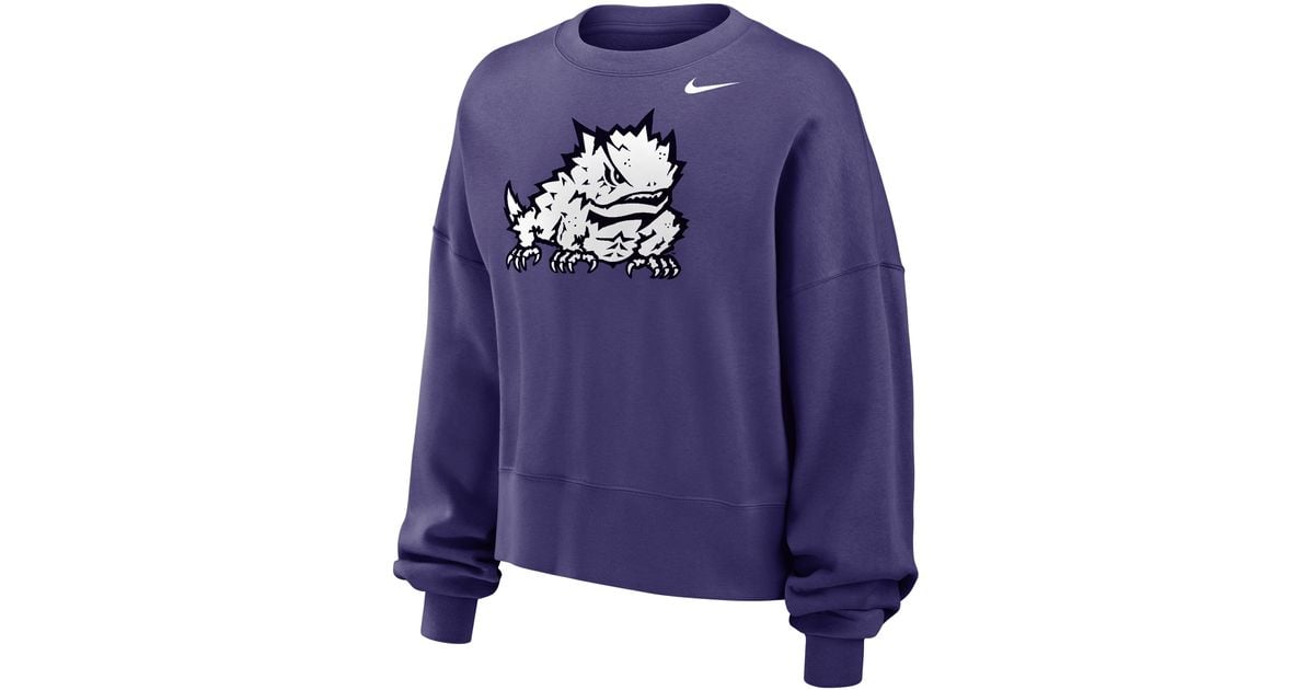 Nike Tcu Phoenix Fleece College Crew-Neck Sweatshirt in Blue | Lyst