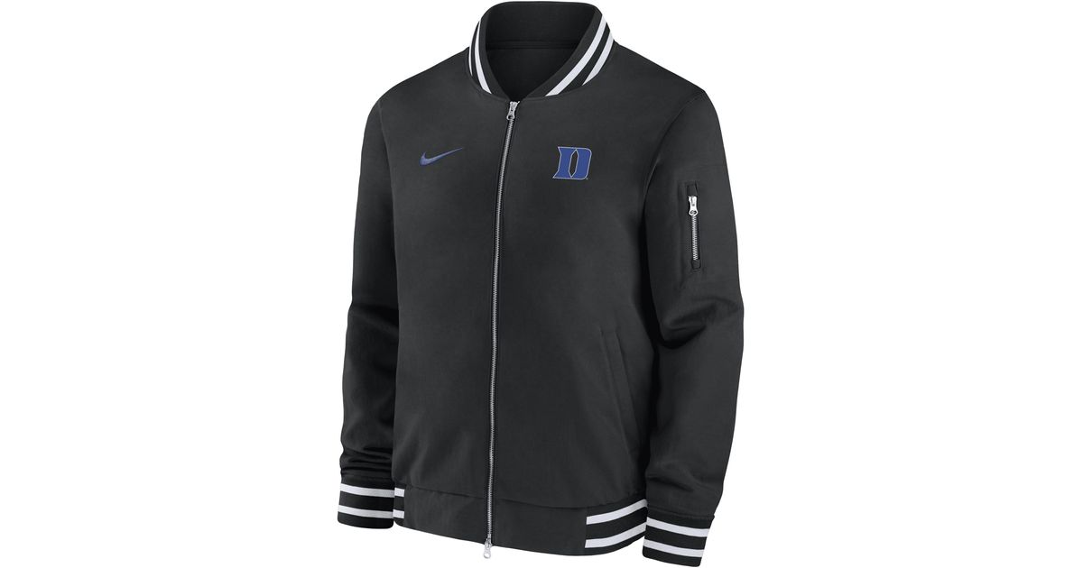 Nike Duke Devils Sideline College Full-Zip Bomber Jacket in Black for ...