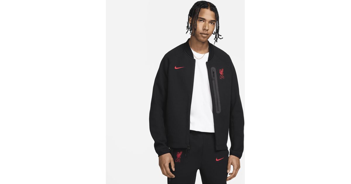 Nike Liverpool F.C. Tech Fleece Football Jacket in Black for Men | Lyst UK