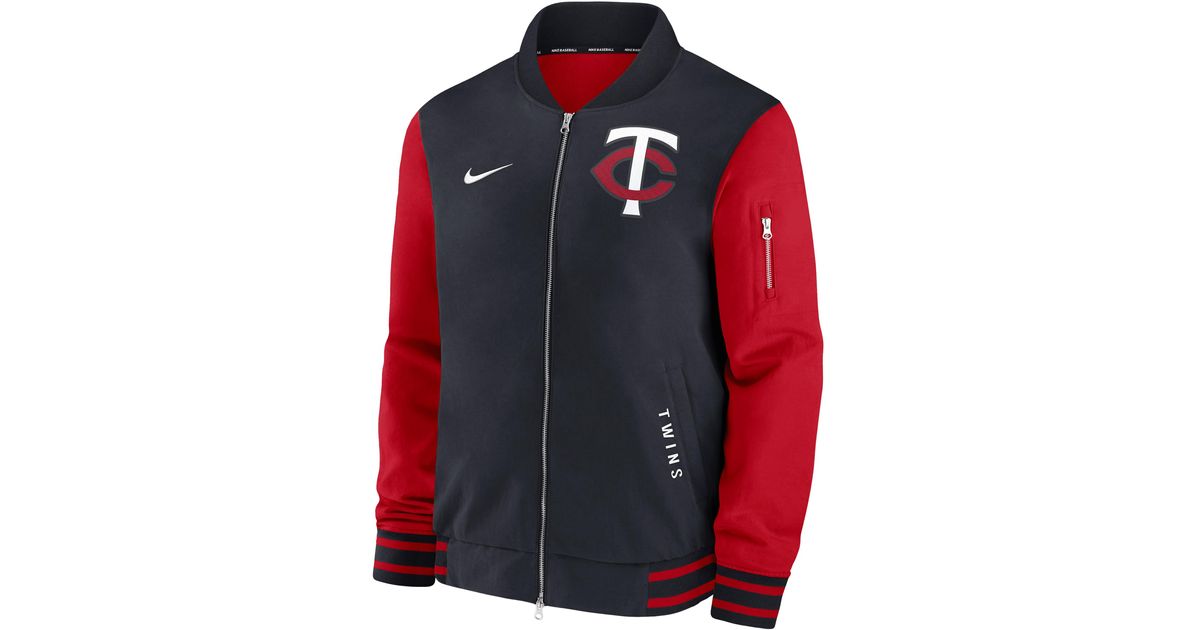 Nike Minnesota Twins Authentic Collection Dugout Mlb Full-Zip Bomber ...