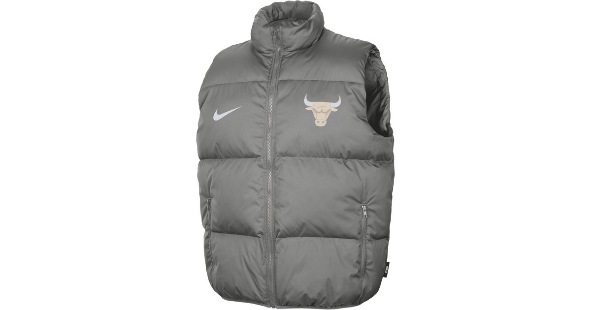 Nike Chicago Bulls City Edition Nba Puffer Vest in Gray for Men | Lyst
