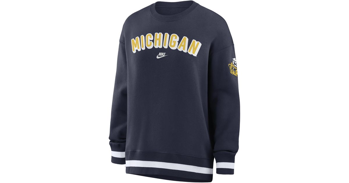 Nike Michigan Legacy Phoenix College Oversized Pullover Crew in Blue | Lyst