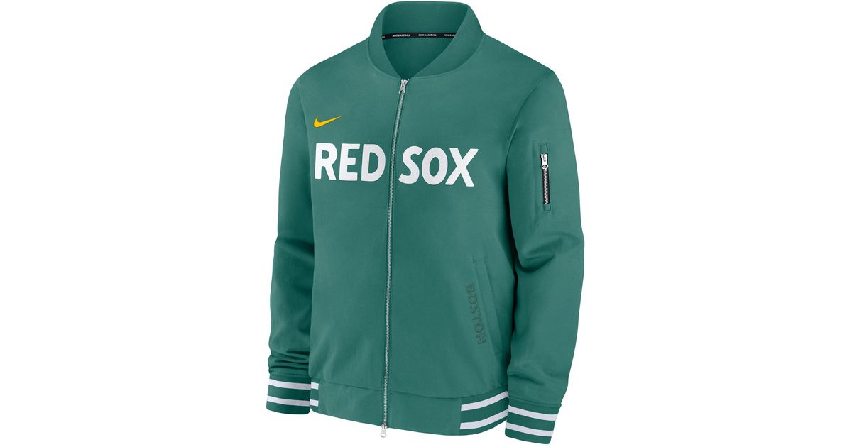 Nike Boston Sox Authentic Collection City Connect Mlb Full-Zip Bomber Jacket in Green for Men | Lyst