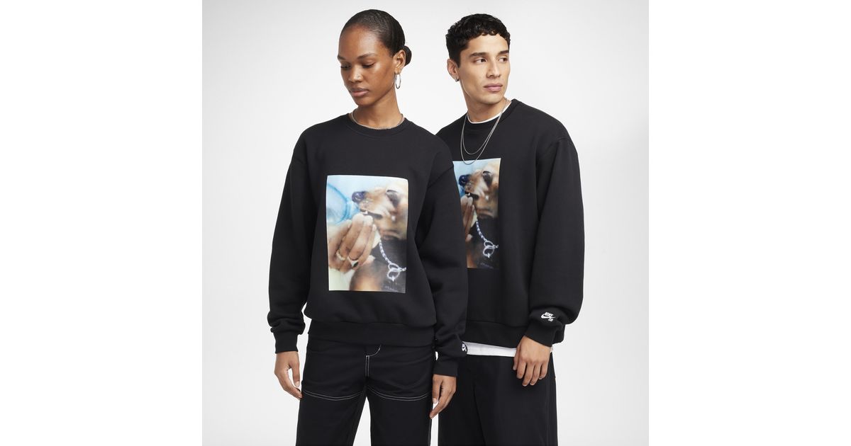 Nike Sb Skate Fleece Crew in Black | Lyst