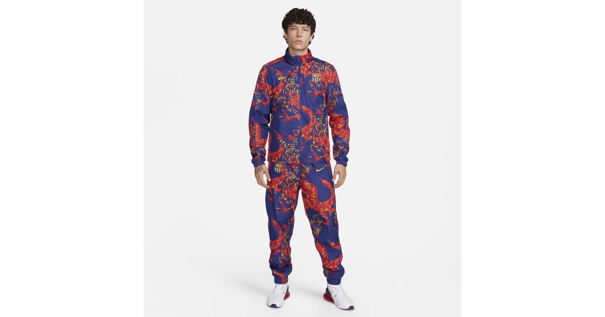Nike F.c. Barcelona Football Woven Tracksuit in Blue for Men | Lyst