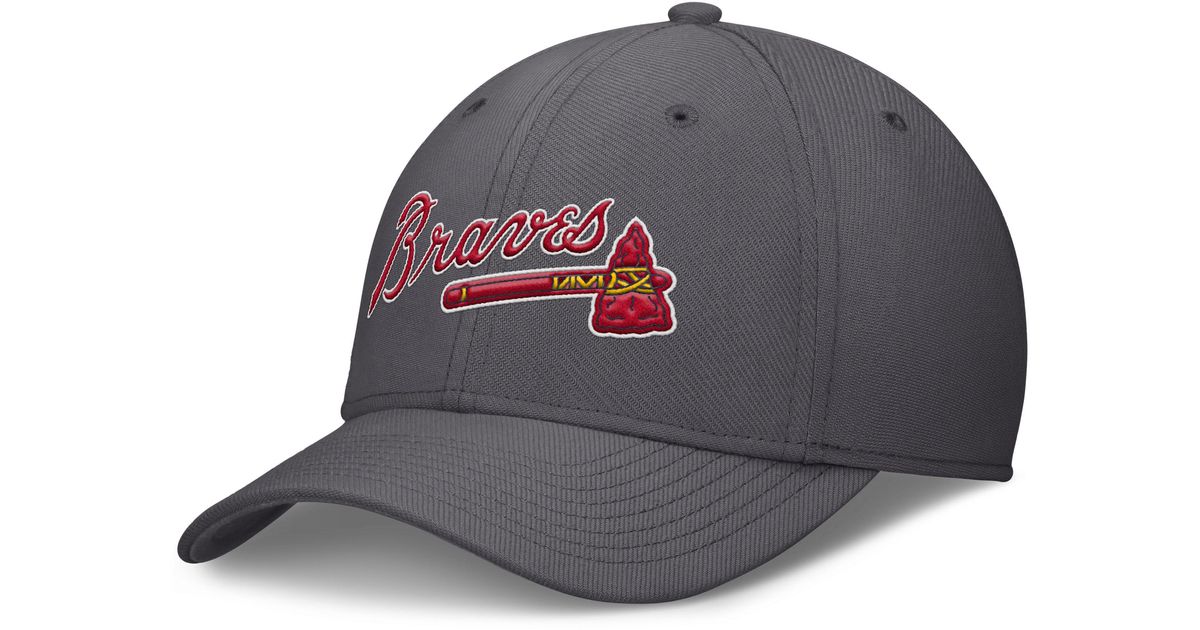 Nike Atlanta Braves Swoosh Dri-Fit Mlb Hat in Gray for Men | Lyst