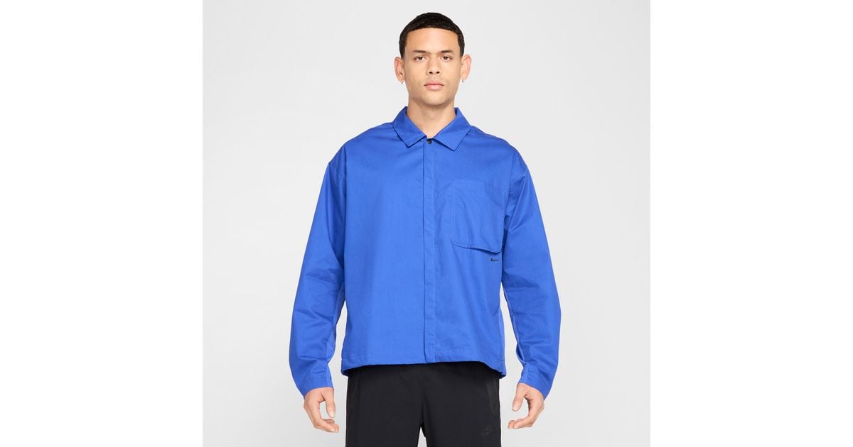 Nike Sportswear Tech Button-Down Top in Blue for Men | Lyst