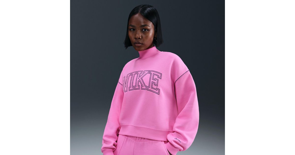 Nike Sportswear Phoenix Fleece Mock-Neck Sweatshirt in Pink | Lyst