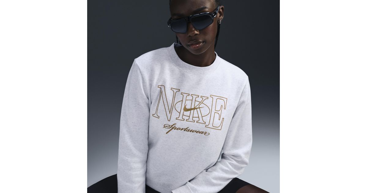Nike Sportswear Club Fleece Pullover Crew-Neck Sweatshirt in Brown | Lyst