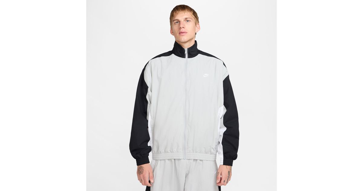 Nike Club Oversized Woven Track Jacket in Black for Men | Lyst