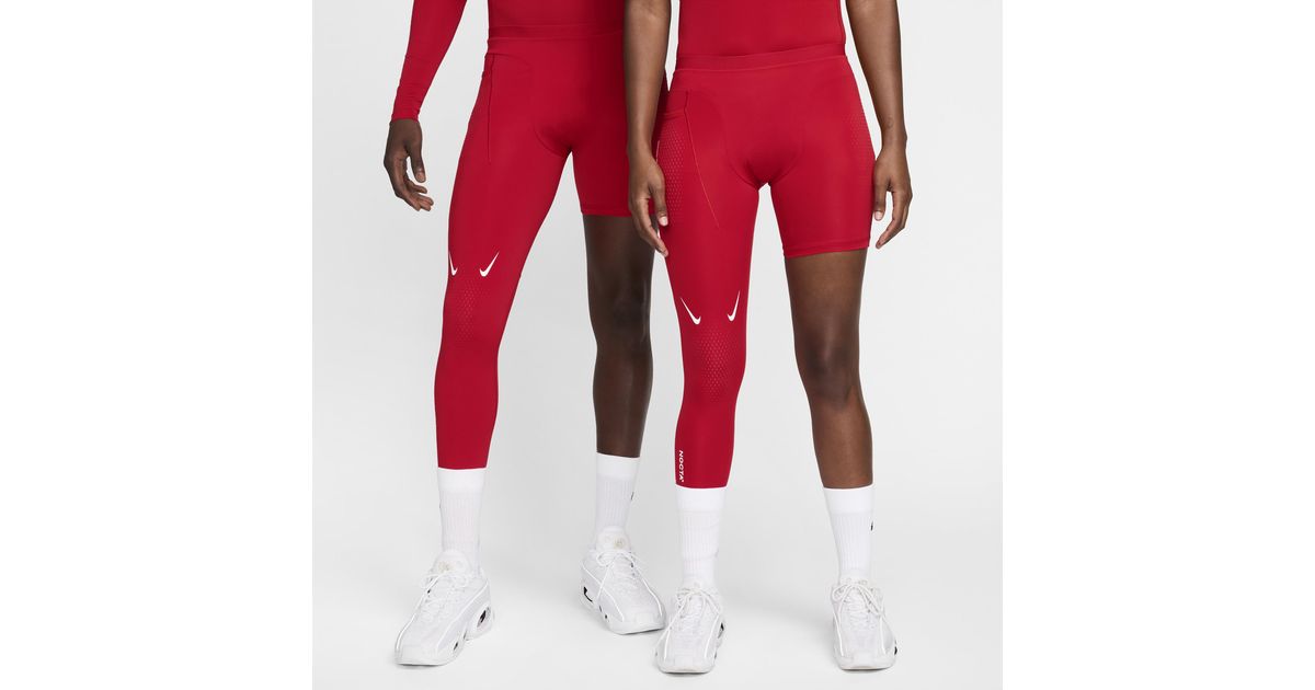 Nike Nocta Single-Leg Basketball Tights (Right) in Red for Men | Lyst