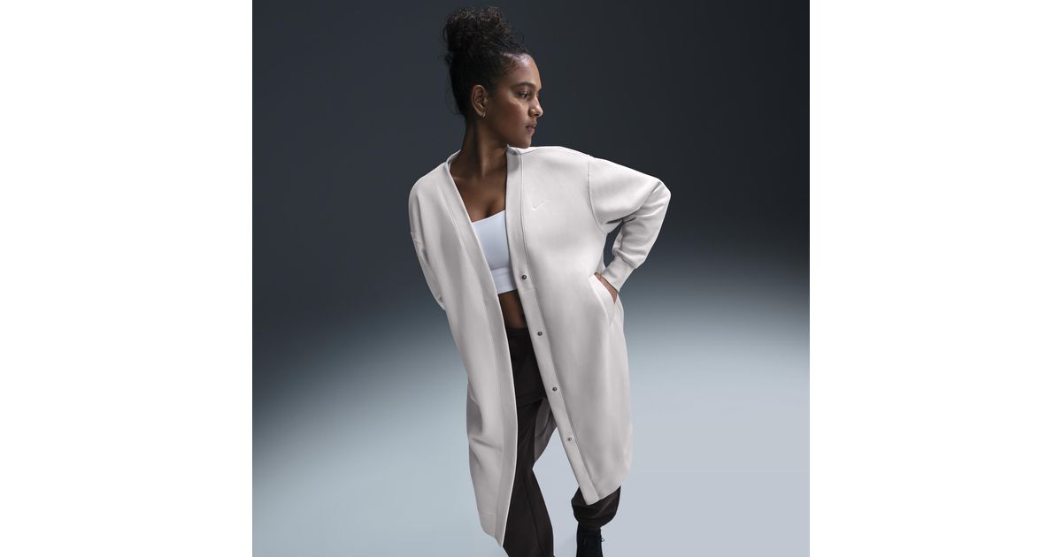 Nike Sportswear Phoenix Fleece Oversized Long Cardigan in Brown | Lyst