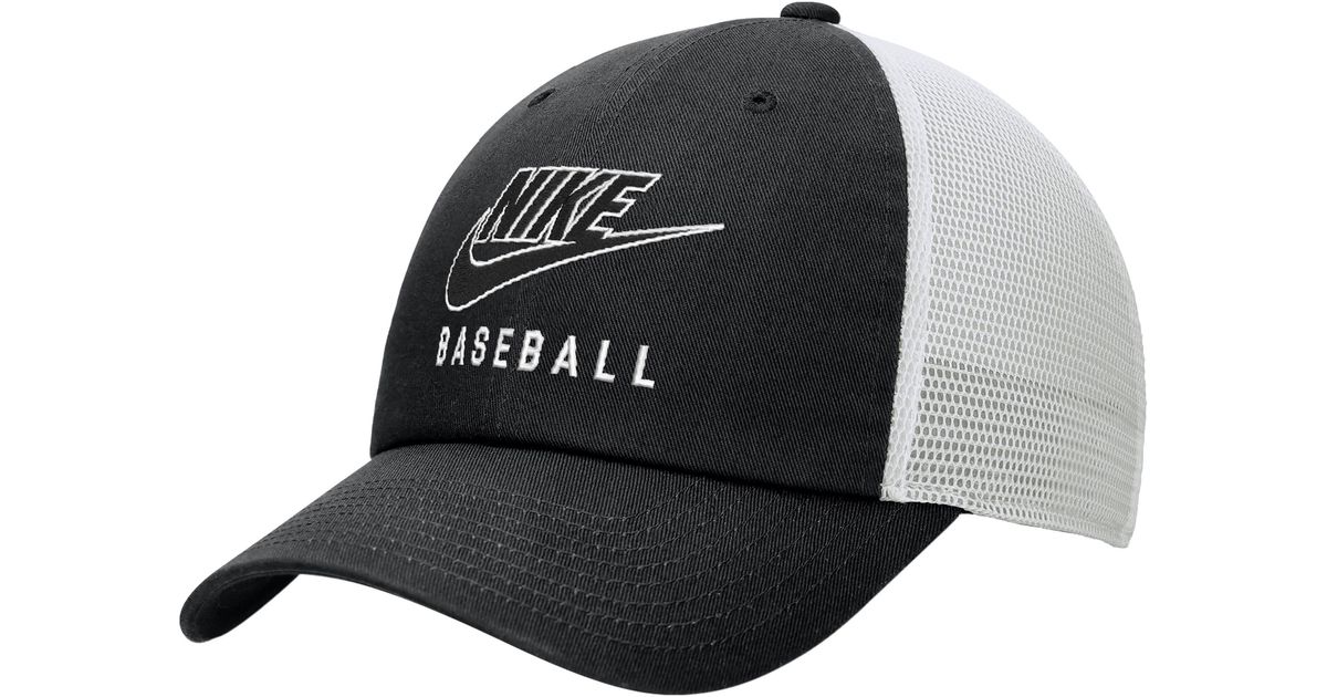 Nike Club Unstructured Baseball Swoosh Trucker Cap in Black | Lyst