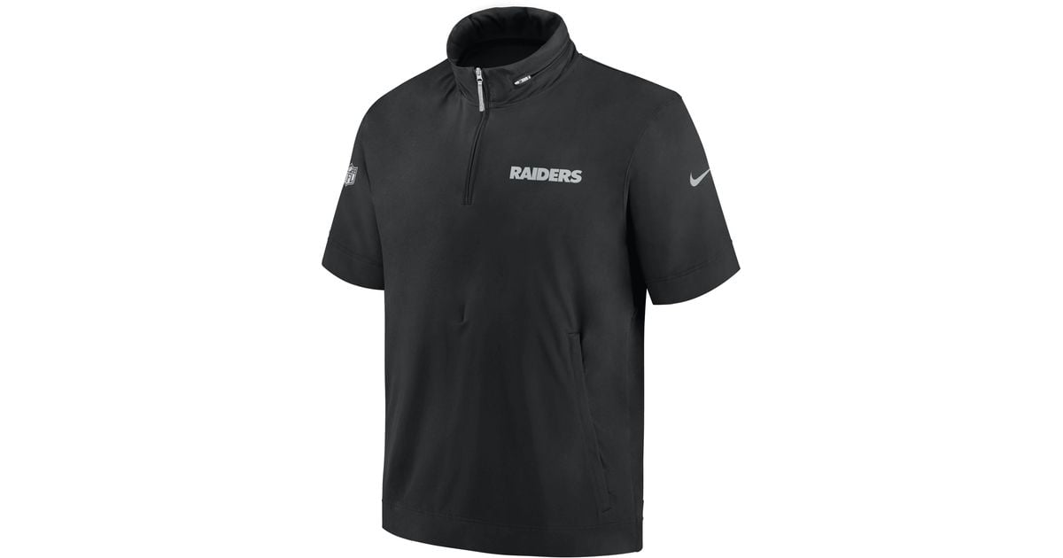 Nike Las Vegas Raiders Sideline Coach Nfl 1/2-zip Short-sleeve Hooded ...
