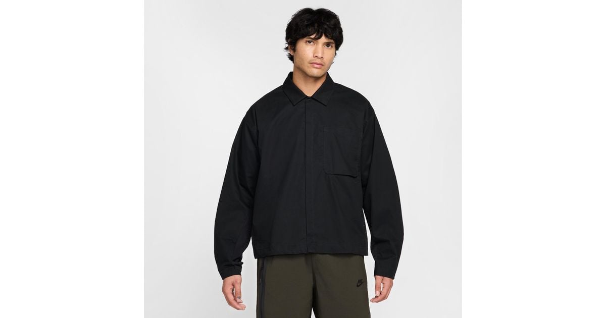 Nike Sportswear Tech Button-Down Top in Black for Men | Lyst