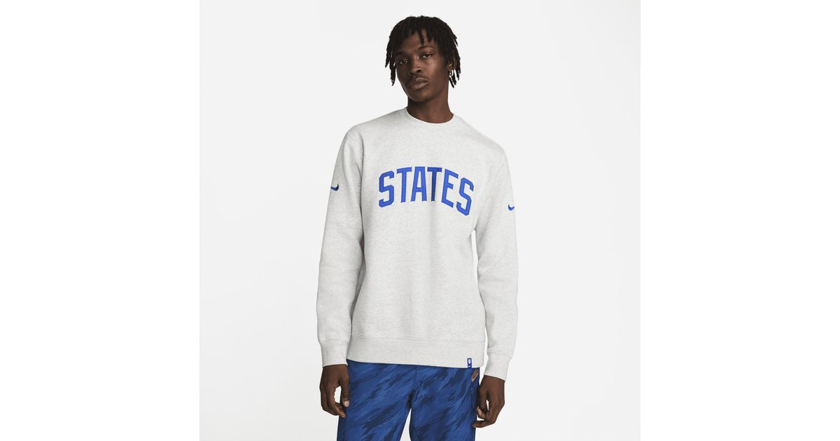 Nike U.s. Club Fleece Crew-neck Sweatshirt In Grey, in White for Men | Lyst