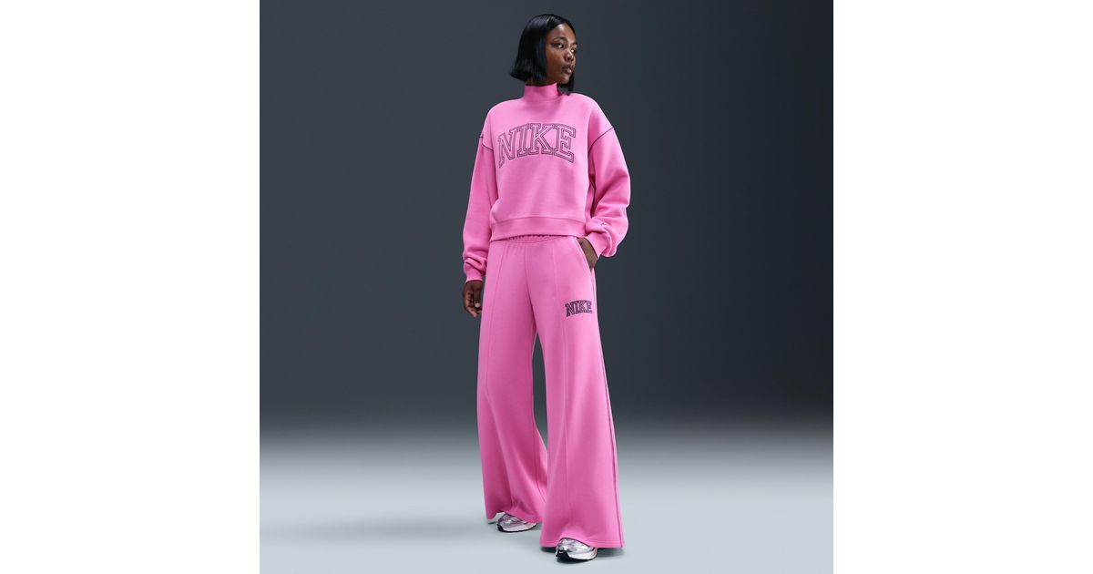 Nike Sportswear Phoenix Fleece Wide-Leg Sweatpants in Pink | Lyst