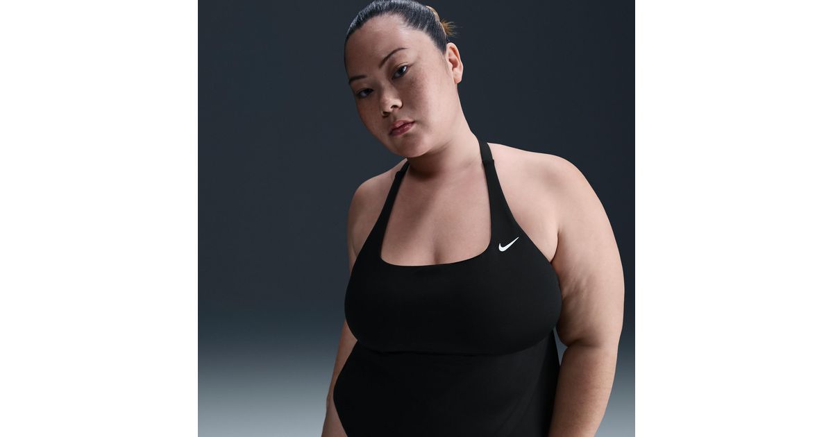 Nike Swim Essential Square Neck Tank Topini (Extended Sizing) in Black ...