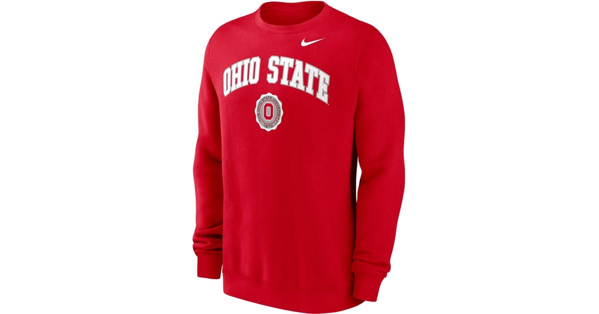 Nike Ohio State Buckeyes Arched Seal 'College Pullover Crew in Red for ...