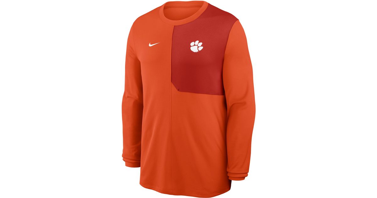 Nike Clemson Sideline Coach Dri-Fit College Long-Sleeve Top in Orange ...