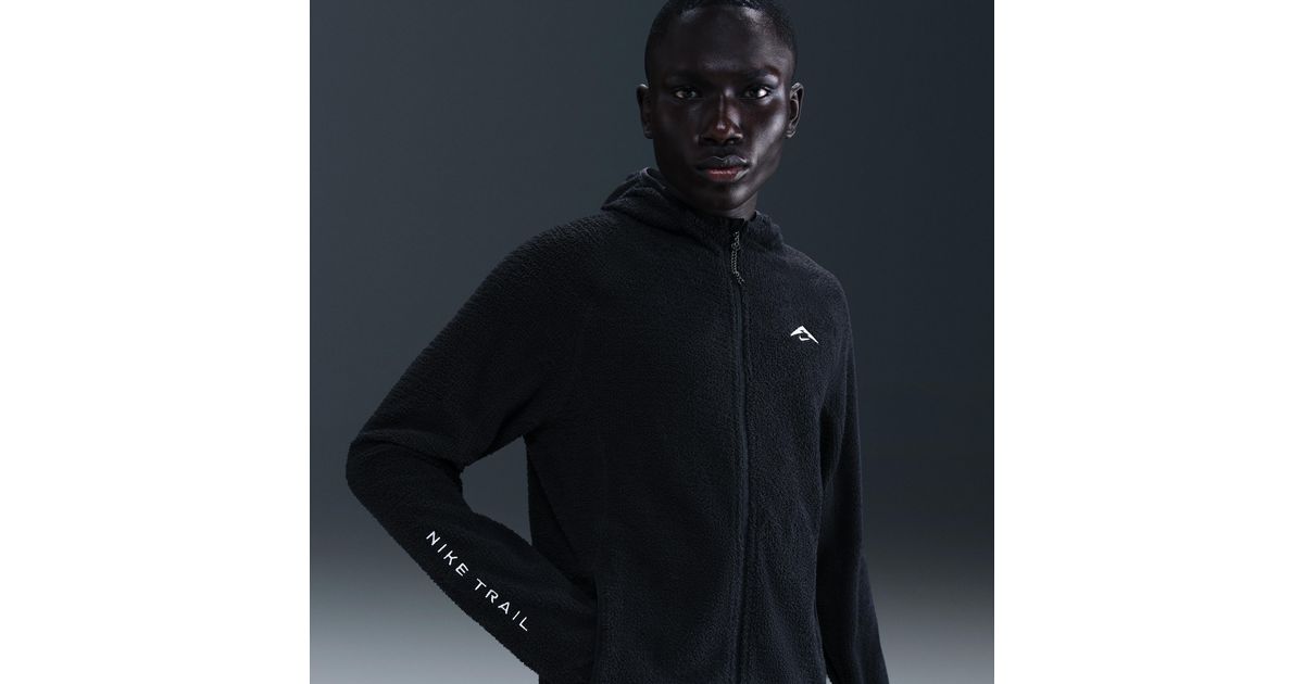Nike Trail Dri-Fit Fleece Running Jacket in Blue for Men | Lyst