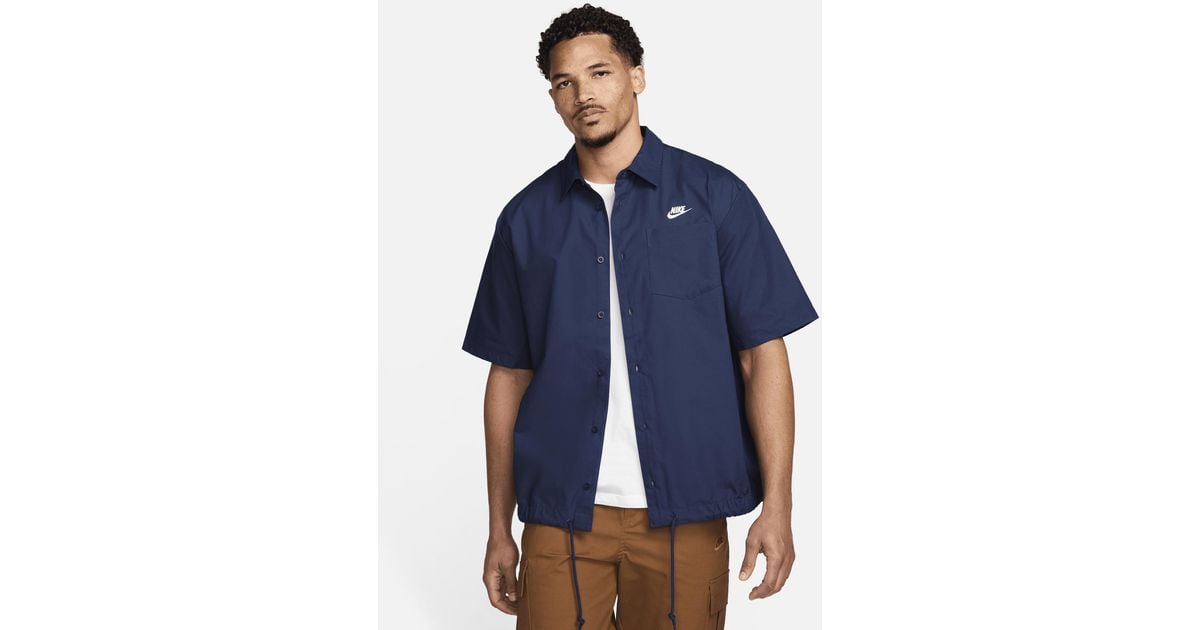 Nike Club Short-sleeve Oxford Button-up Shirt in Blue for Men | Lyst