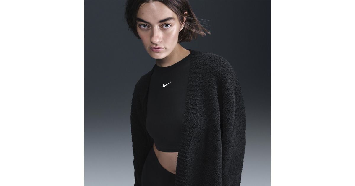 Nike Sportswear Phoenix Cozy Bouclé Oversized Knit Cardigan in Black | Lyst