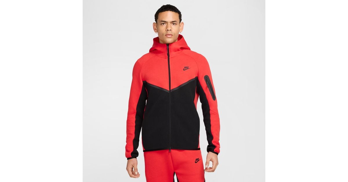 Nike Tech Full-Zip Windrunner Hoodie in Red for Men | Lyst