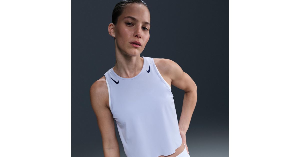 Nike Aeroswift Dri-Fit Adv Cropped Running Tank Top in Blue | Lyst