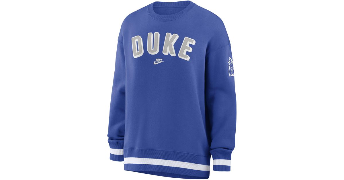 Nike Duke Legacy Phoenix College Oversized Pullover Crew in Blue | Lyst