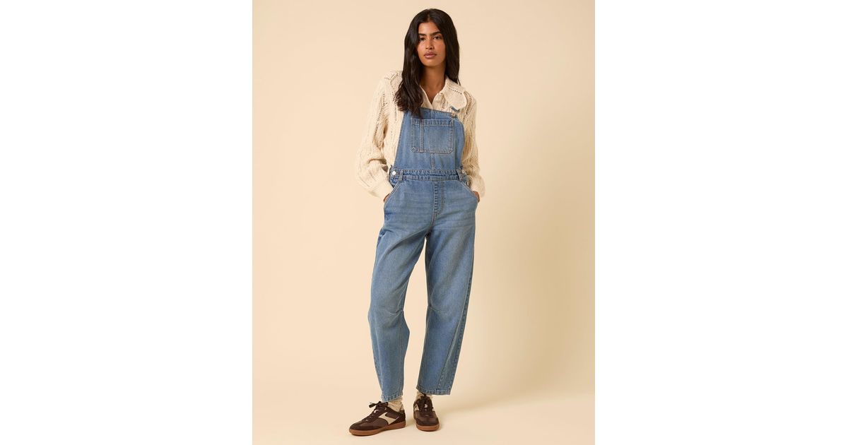 Nobody's Child Denim Barrel Leg Dungarees in Blue | Lyst UK