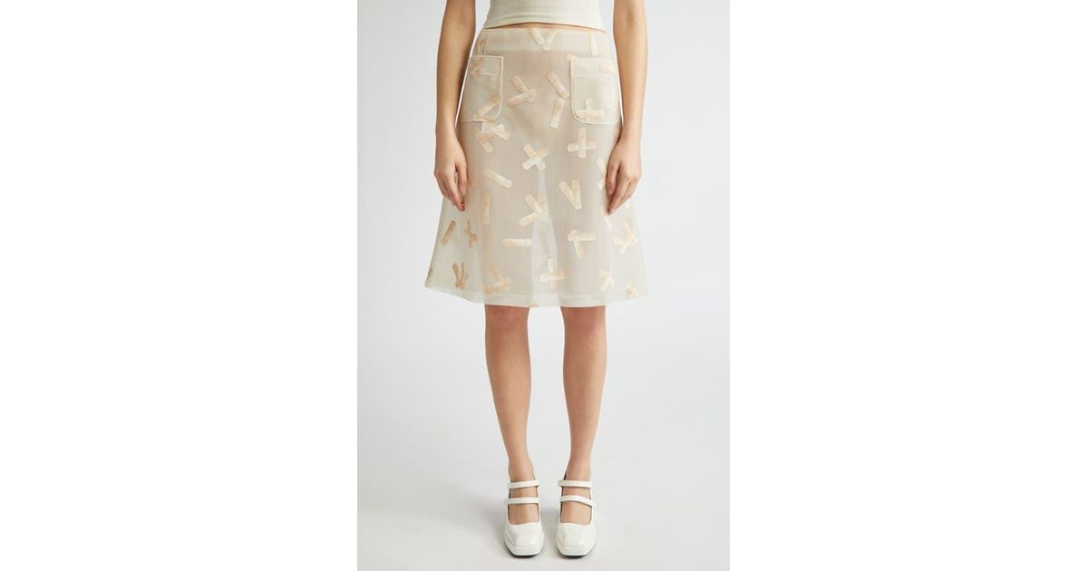 Ashley Williams Adhesive Bandage Sheer A-Line Skirt in White | Lyst
