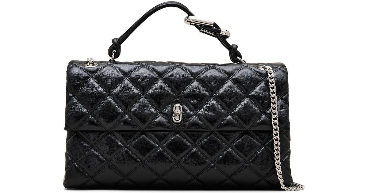 Marc Jacobs The Xl Dual Chain Diamond Quilted Convertible Leather Shoulder Bag in Black | Lyst