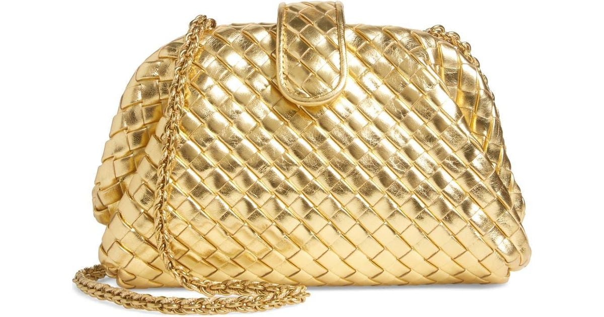 Bottega Veneta Mini Lauren 1980 Intrecciato Metallic Leather Clutch | Lyst