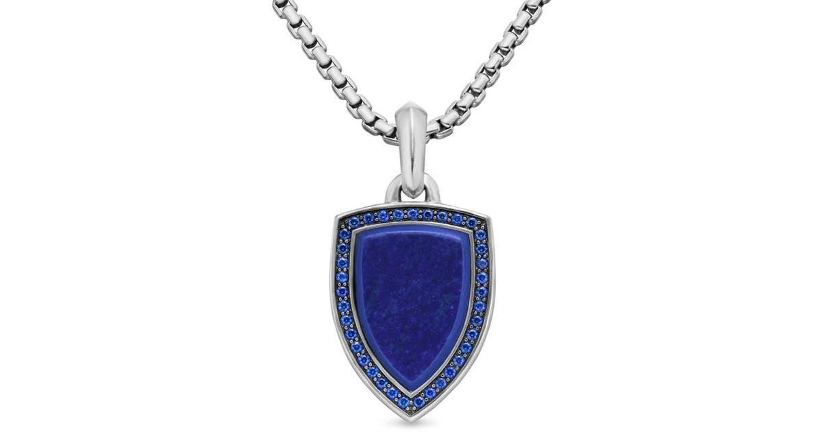 David Yurman Shield Amulet With Diamonds in Blue for Men | Lyst