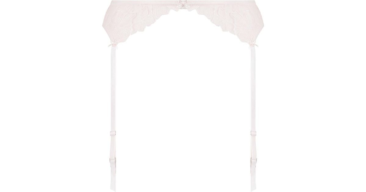 Hunkemöller Lauren Embroidered Mesh Garter Belt in White | Lyst