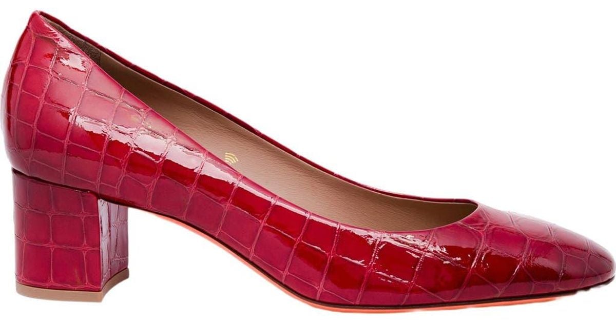 Santoni Low-Heel Pump in Red | Lyst