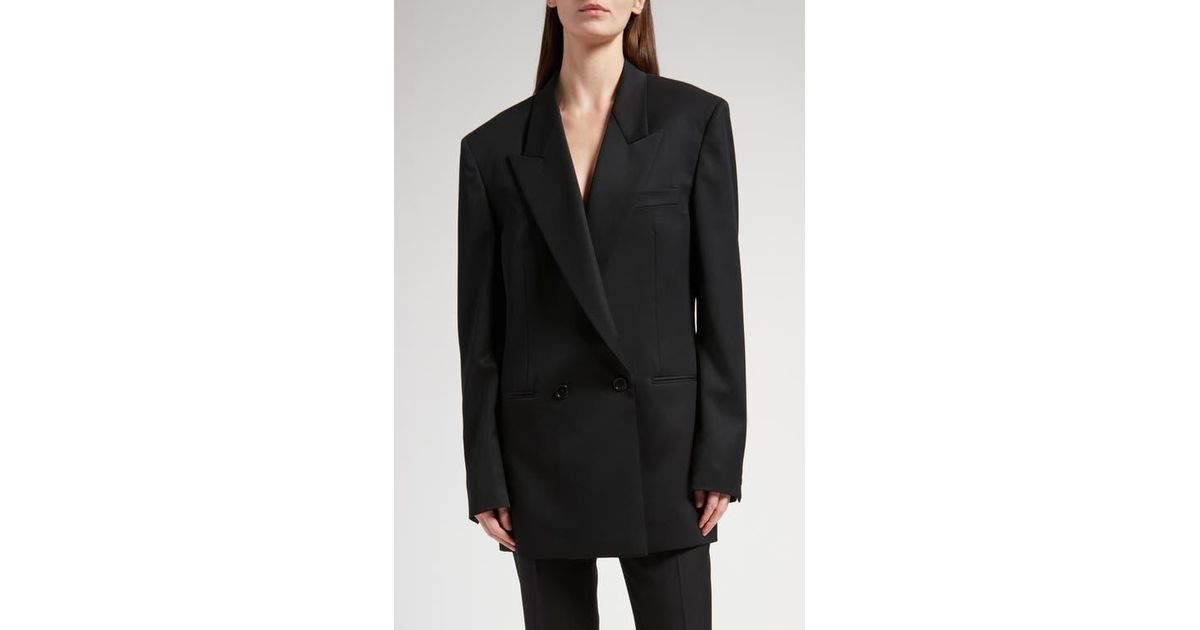 The Row Lumis Double Breasted Wool Blazer in Black | Lyst