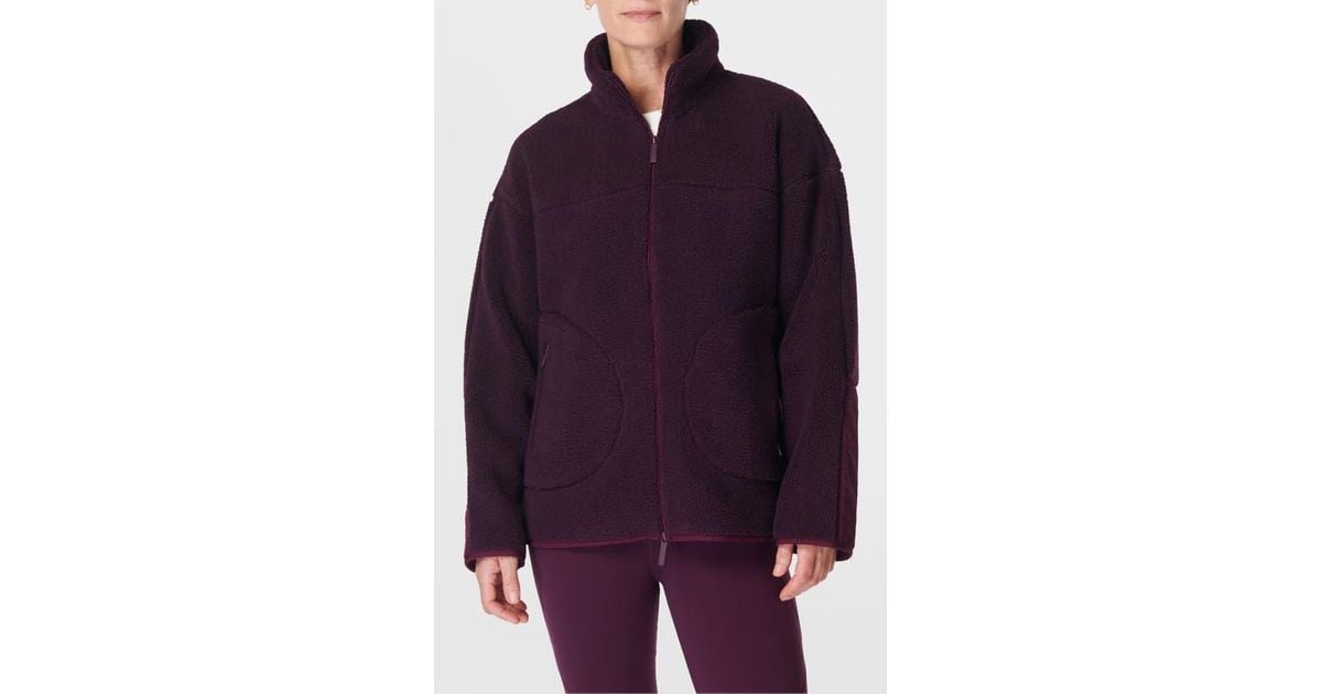 Sweaty Betty Front Zip Fleece Jacket in Purple | Lyst