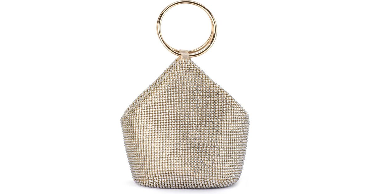 OLGA BERG Ellie Crystal Mesh Bag in Metallic | Lyst