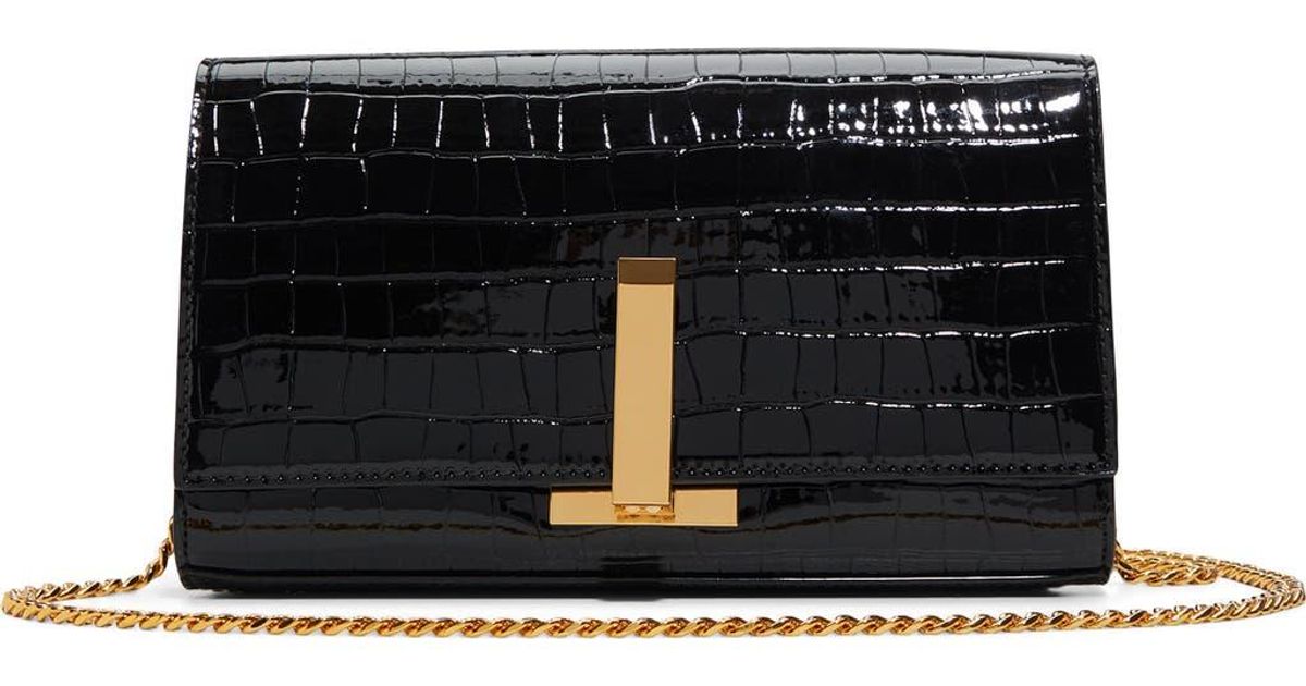 ALDO Adoring Croc Embossed Faux Leather Crossbody Bag in Black | Lyst