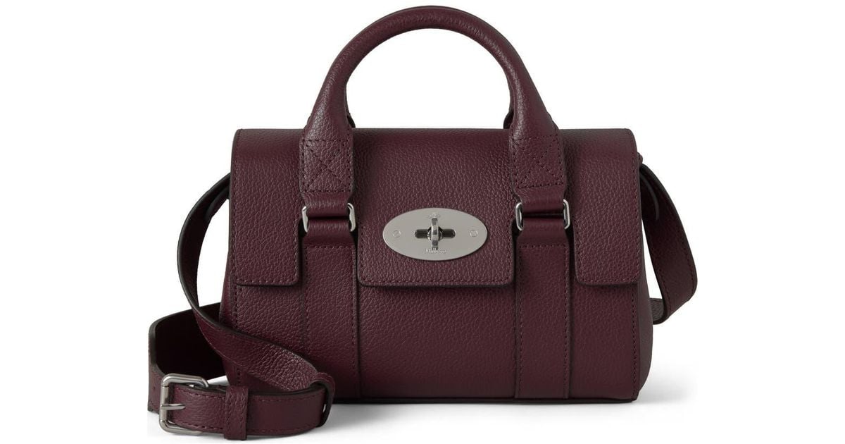 Mulberry Mini Bayswater Grained Leather Handbag in Purple | Lyst