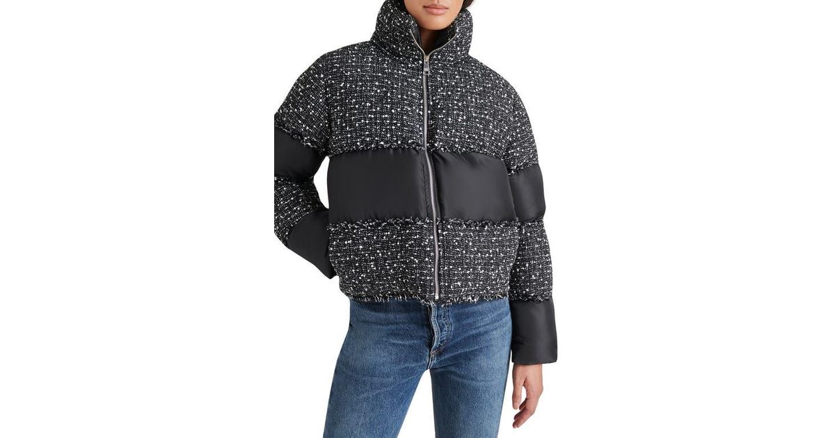 Steve Madden Snowdrop Quilted Puffer Jacket in Black | Lyst