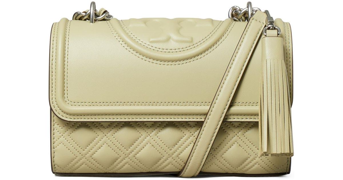 Tory Burch Small Fleming Convertible Leather Shoulder Bag in Metallic ...