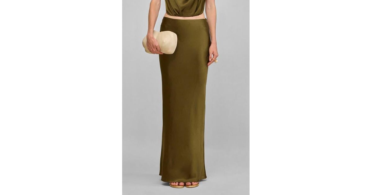 Cult Gaia Chantel Stretch Silk Bias Cut Skirt in Green | Lyst