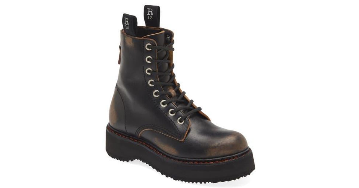 R13 Platform Combat Boot in Black | Lyst
