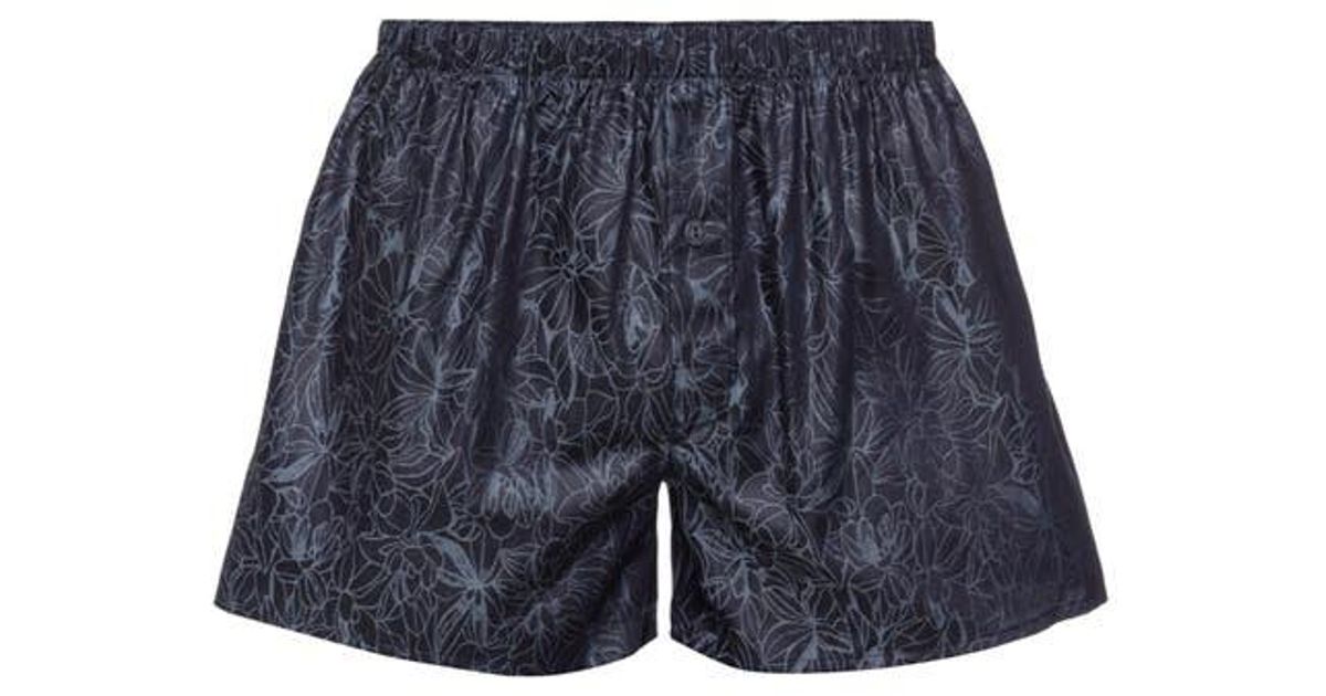 Hanro Selection Satin Cotton Boxers in Blue for Men | Lyst